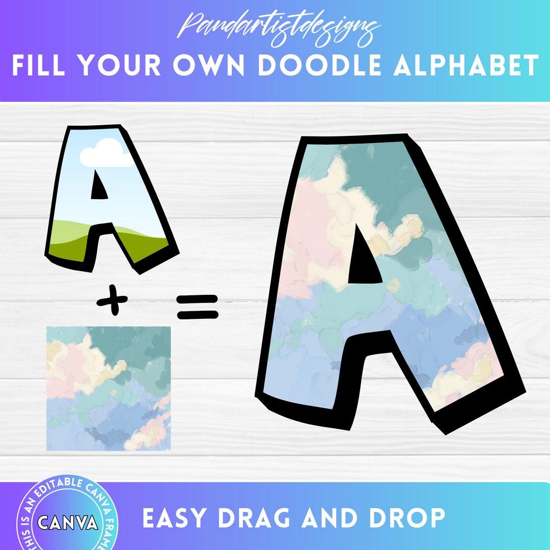 Fill Your Own Hollow Doodle Letters & Numbers on CANVA With Easy Drag ...