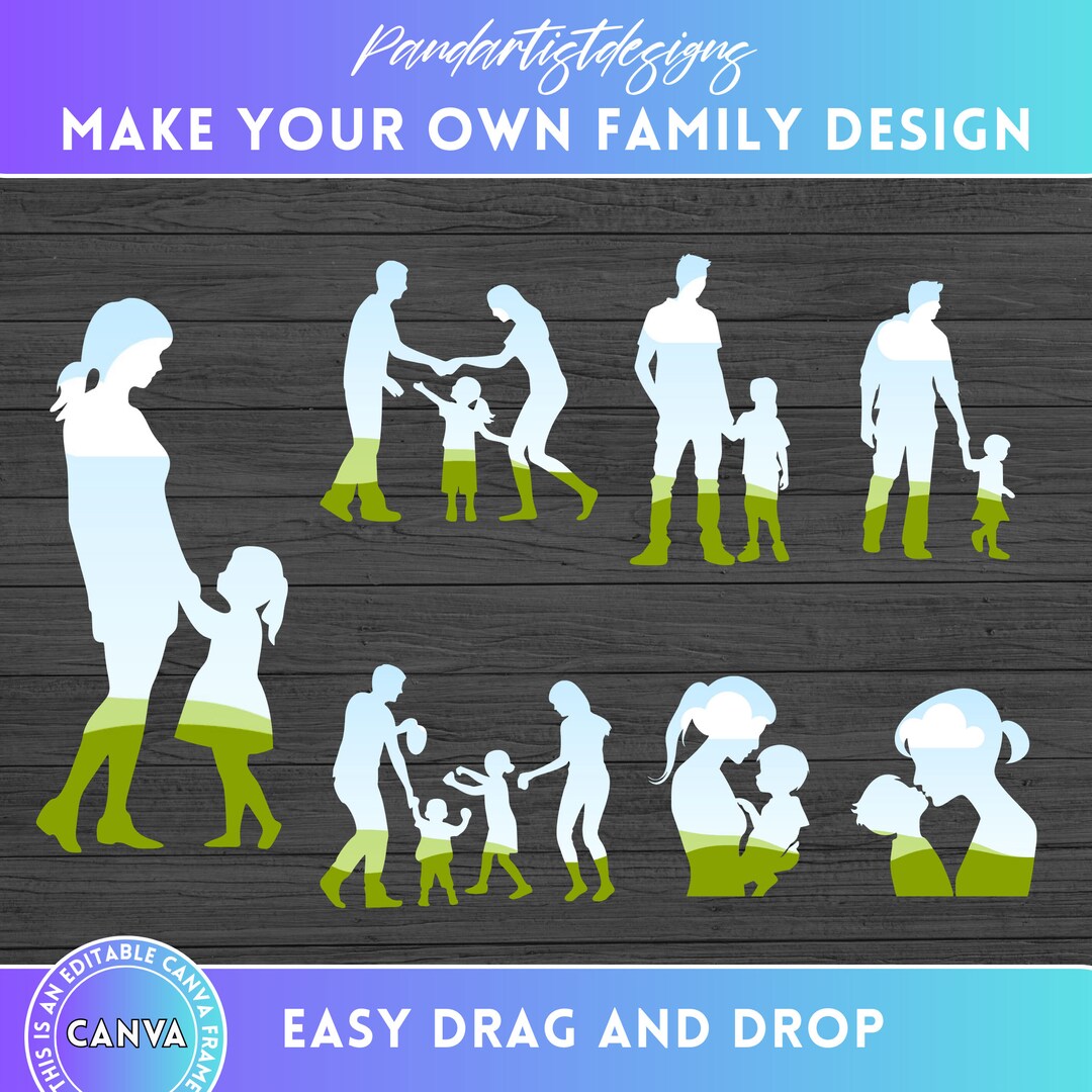 Family Canva Frames Bundle - Make Your Own Mom Dad and Kids Design ...