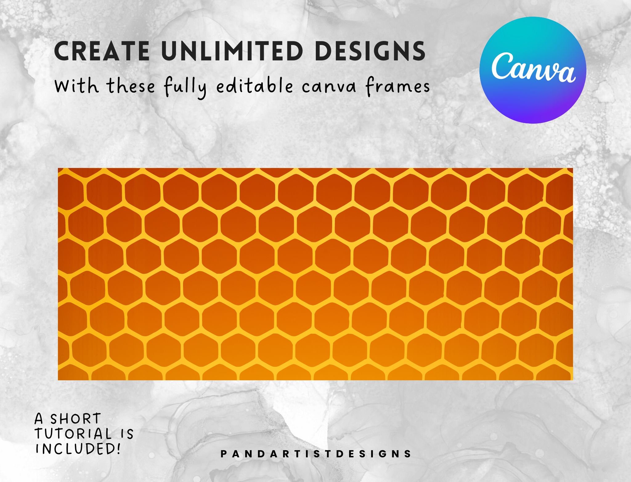 11oz Mug Wrap Sublimation Template Editable Canva Honeycomb - Etsy