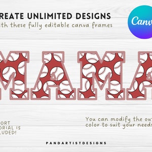 Varsity Faux Embroidery Canva Frame Alphabet, Digital Stitch Letters ...
