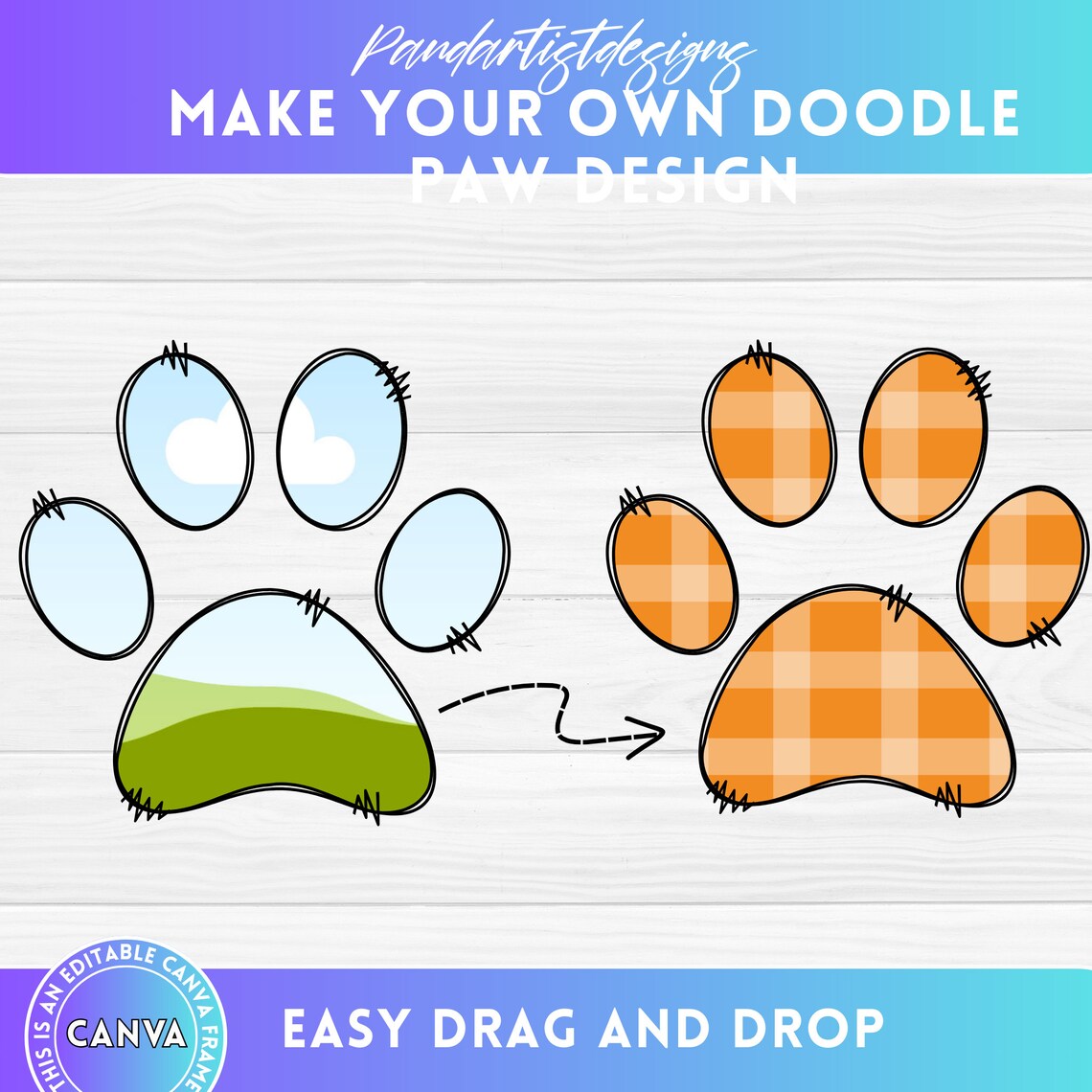 Fill Your Own Doodle Paw Print With Photos & Background on CANVA ...
