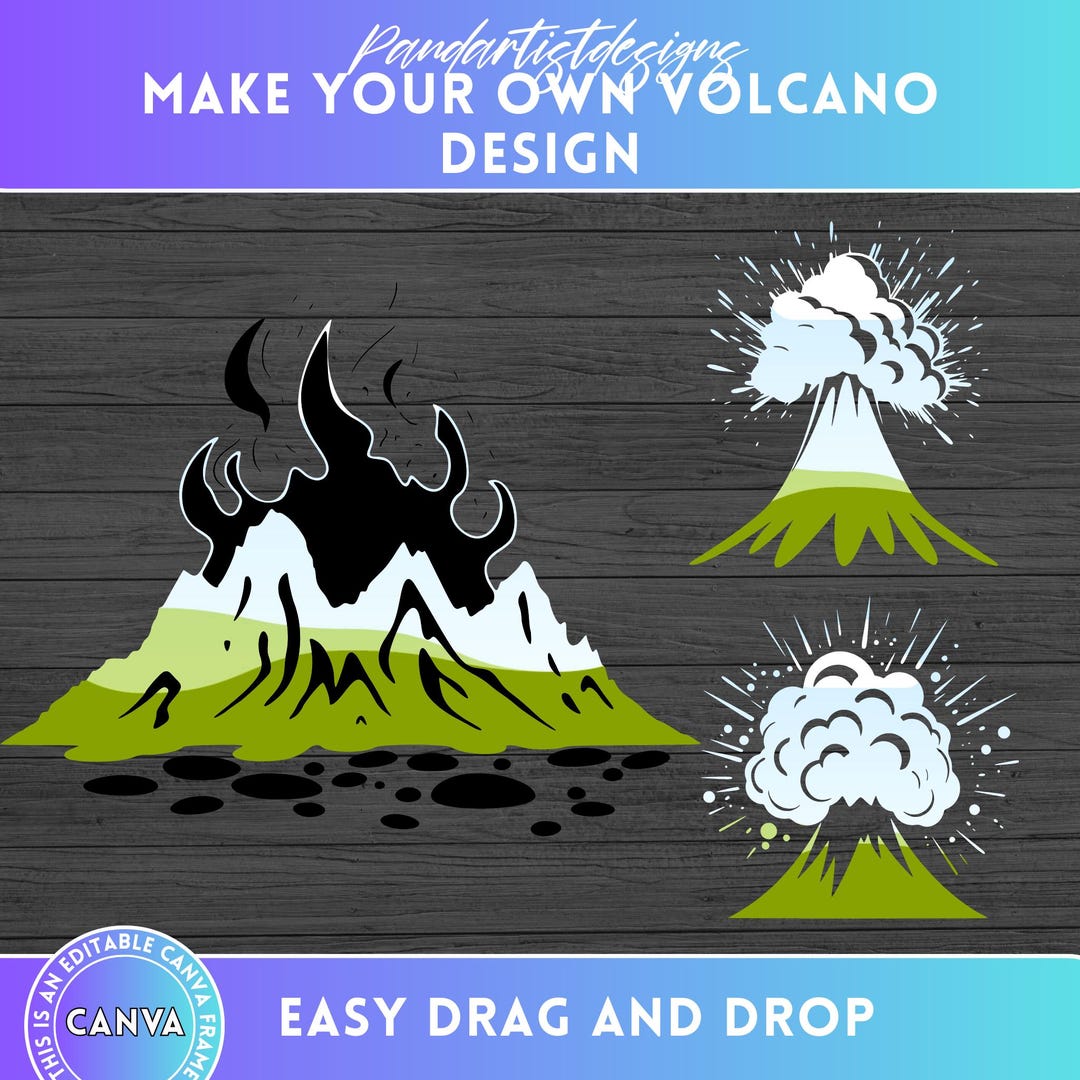 Make Your Own Erupting Volcano Design on CANVA, Editable Canva Frames ...