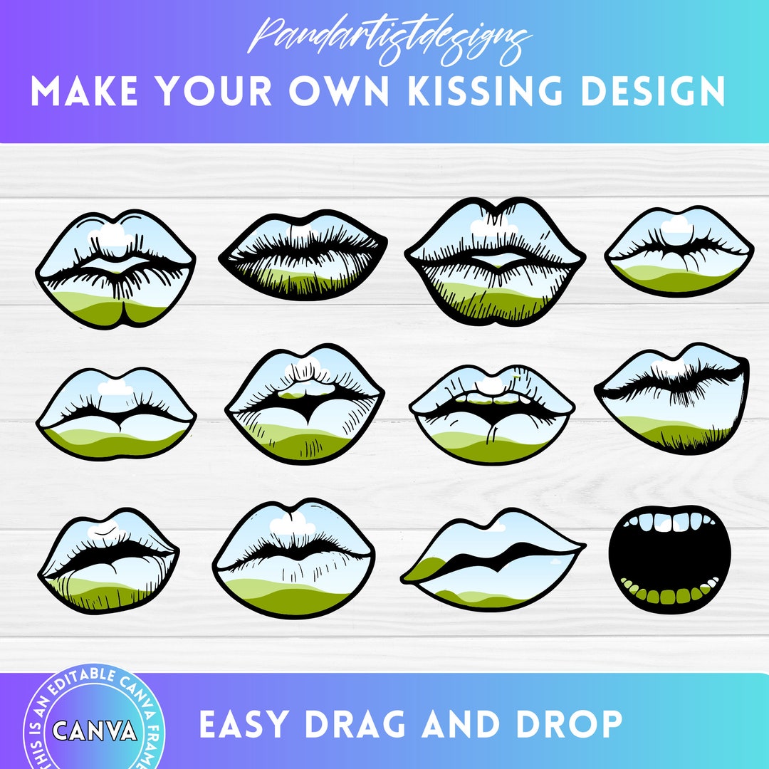 Fill Your Own Lips With Photos on CANVA , Editable CANVA Frames Bundle ...