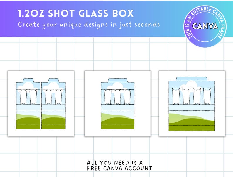 Shot Glass Box Bundle Editable Canva Template, Box for 2, 3 or 4 Shot ...