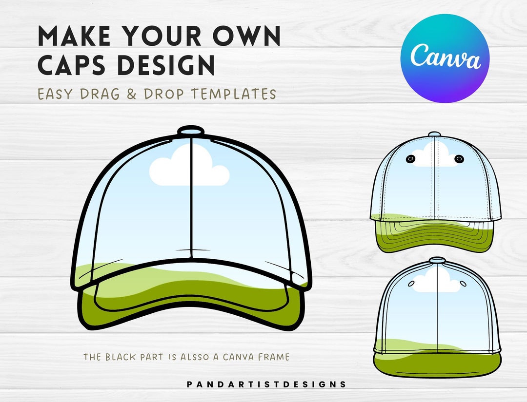 Baseball Cap Canva Frame Bundle With Easy Drag and Drop Add - Etsy