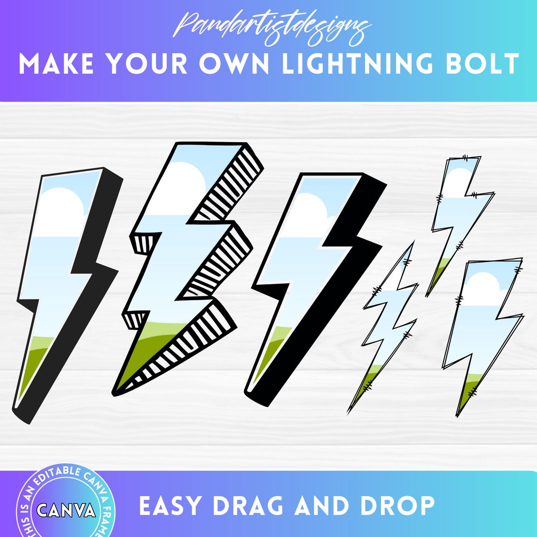 Custom Your Doodle Lightning Bolt- Editable CANVA Frame Bundle - Create ...