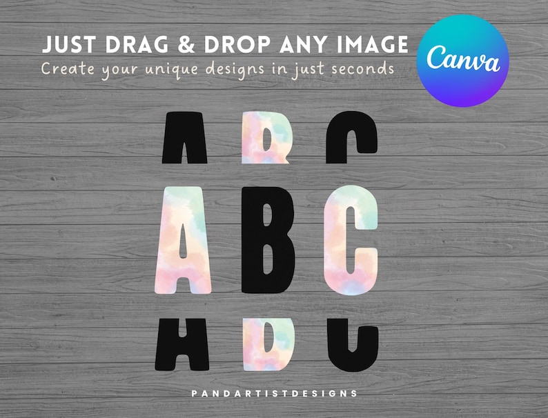 Fill Your Own Split Letters on CANVA - Drag and Drop - Commercial Use ...
