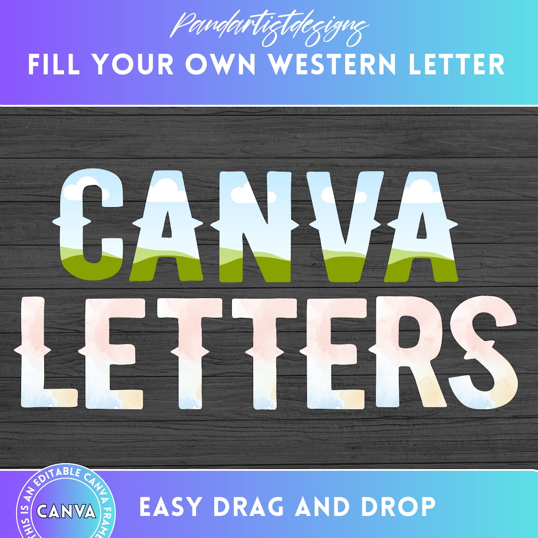 Fill Your Own Western Doodle Letters on CANVA With Drag and Drop ...