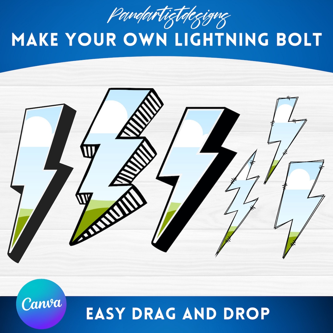 Custom Your Doodle Lightning Bolt Editable CANVA Frame Bundle Create ...
