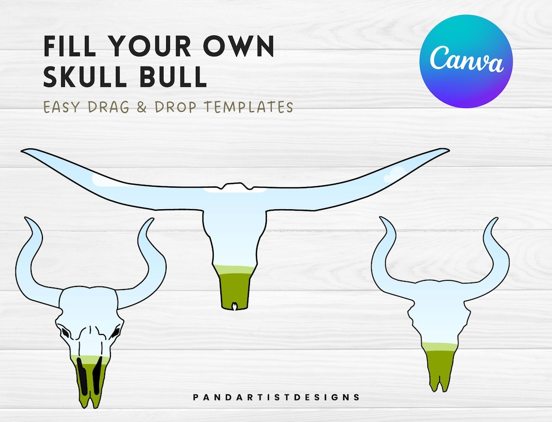 Fill Your Own Skull Bull on CANVA With Drag and Drop Canva - Etsy