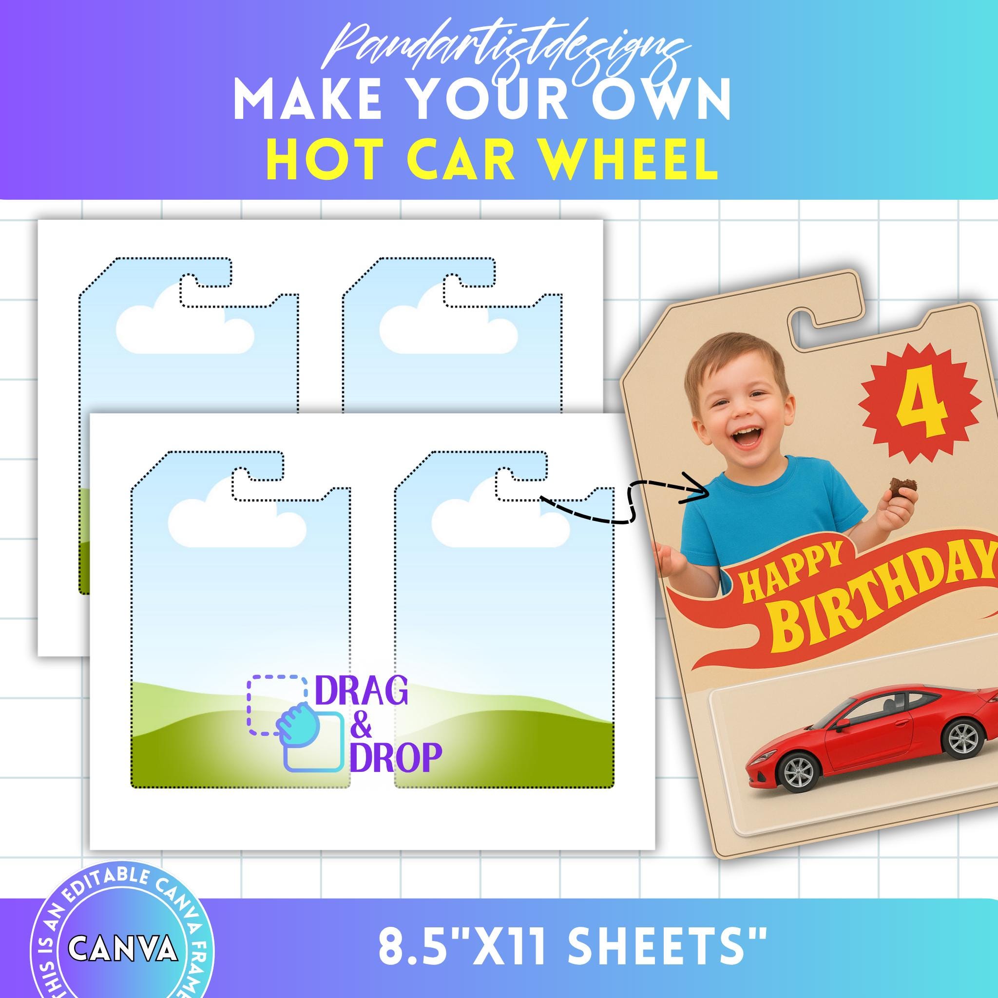 Hot Car Wheels Template, Car Toy Wheels Canva Template, Custom Toy Car ...