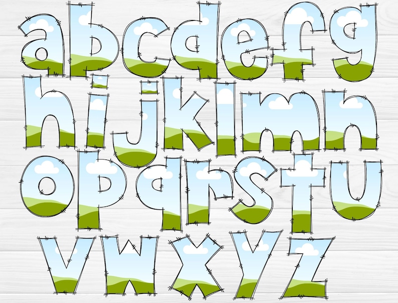 Fill Your Own Lowercase Doodle Letters On Canva With Drag And Etsy 