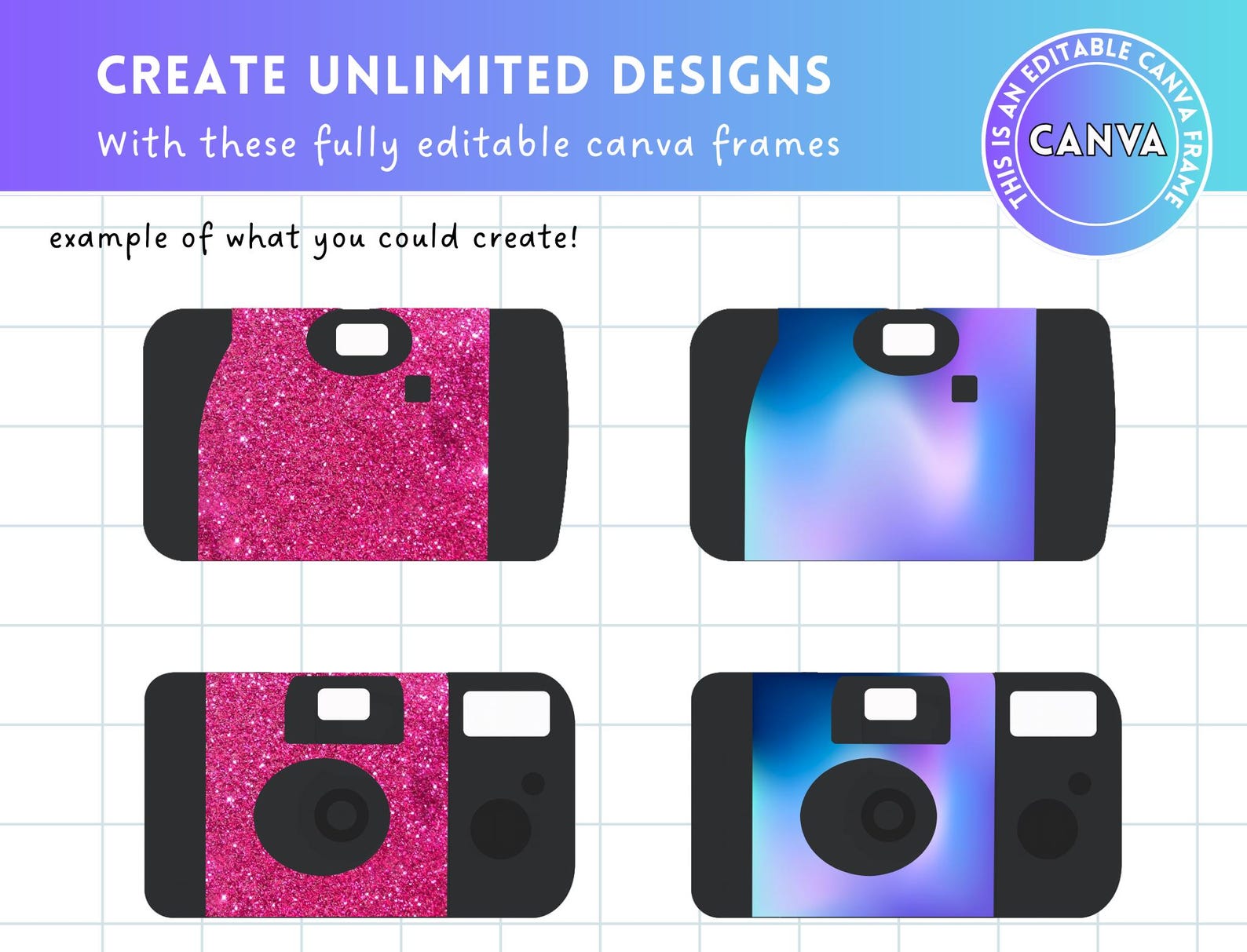 Disposable Camera Wrap Canva Template, Retro Film Camera Template ...