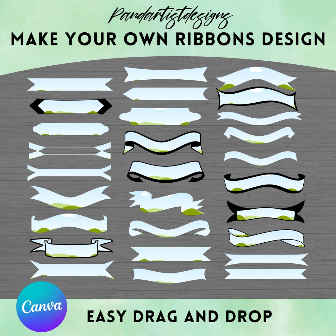 Make Your Own Ribbon Banner Design on CANVA Easy Drag and Drop Label ...