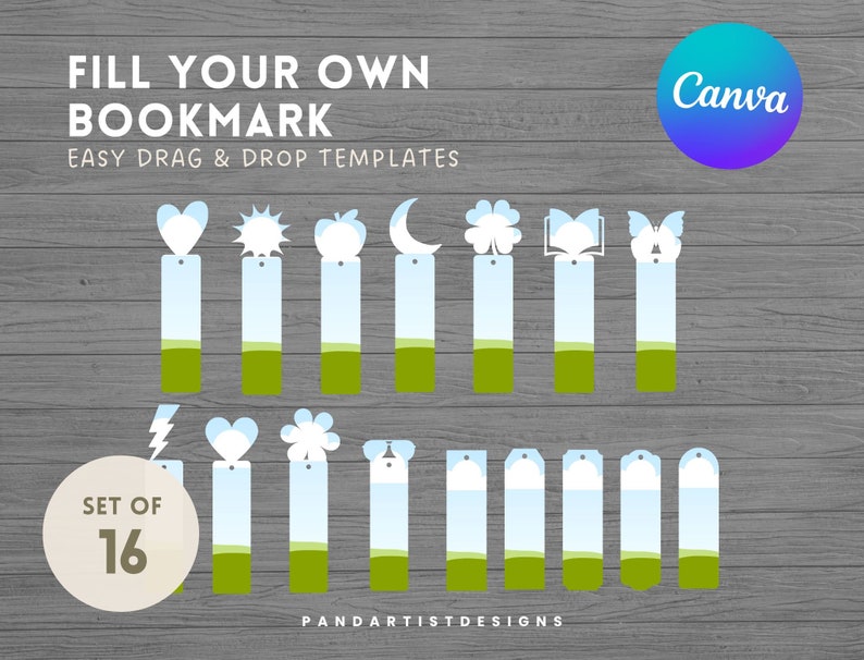 Make Your Own Bookmarks on CANVA With Drag and Drop Set of 16 - Etsy