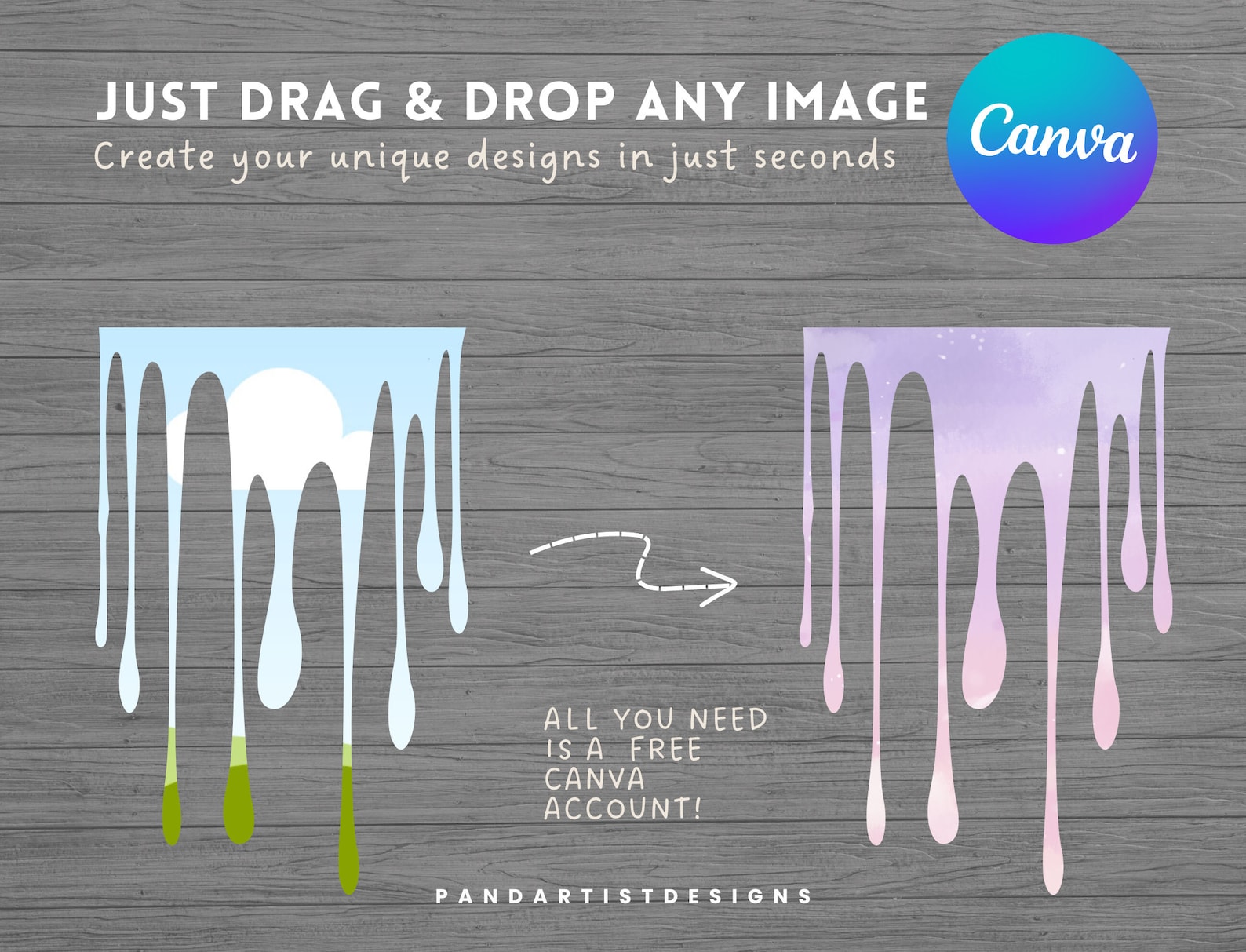 Fill Your Own Dripping Shape Design on Canva Drips CANVA Frame Bundle ...
