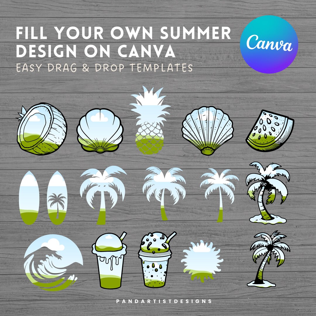 Summer Canva Frames Bundle Make Your Own Sunshine Beach - Etsy