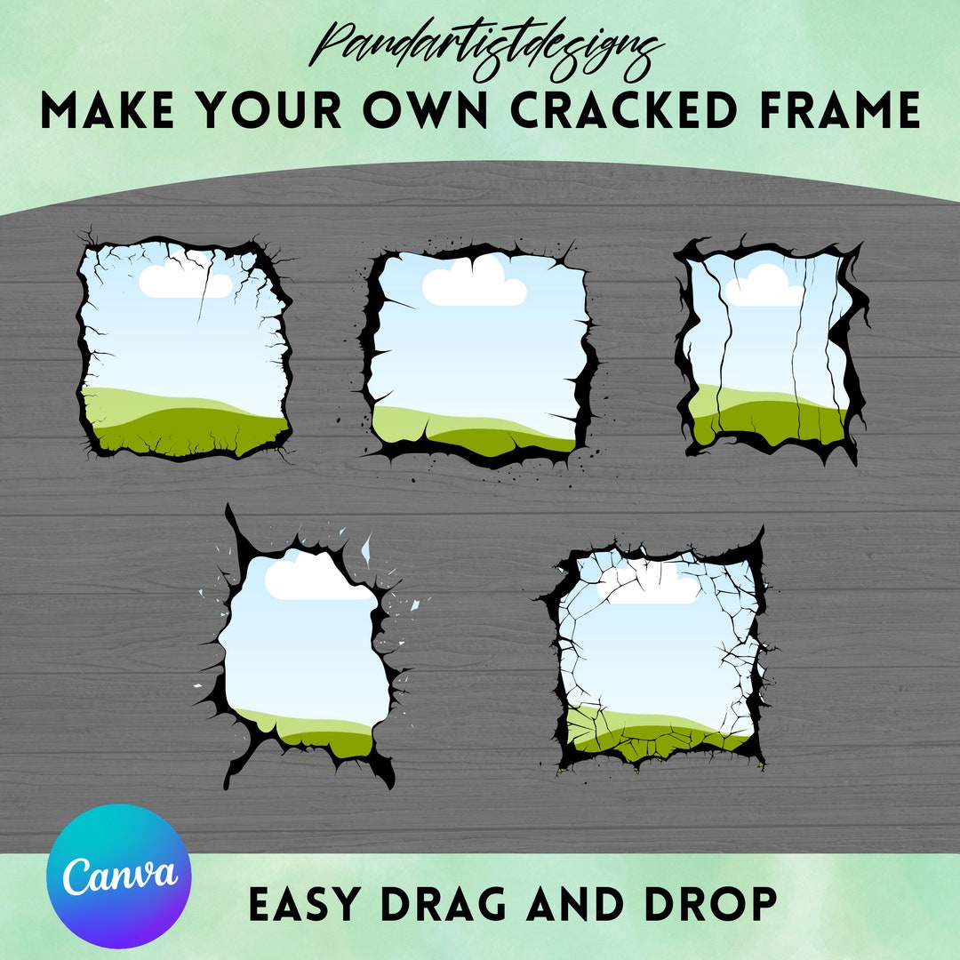 Custom Your Cracked Torn Ripped Frame Editable CANVA Frame Bundle ...