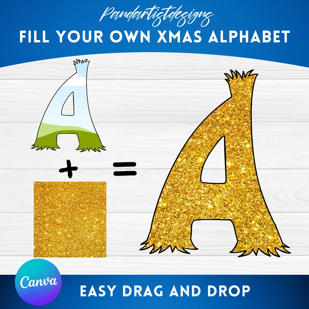 Doodle Spike Letters & Number Canva Frame Template Xmas Font ...