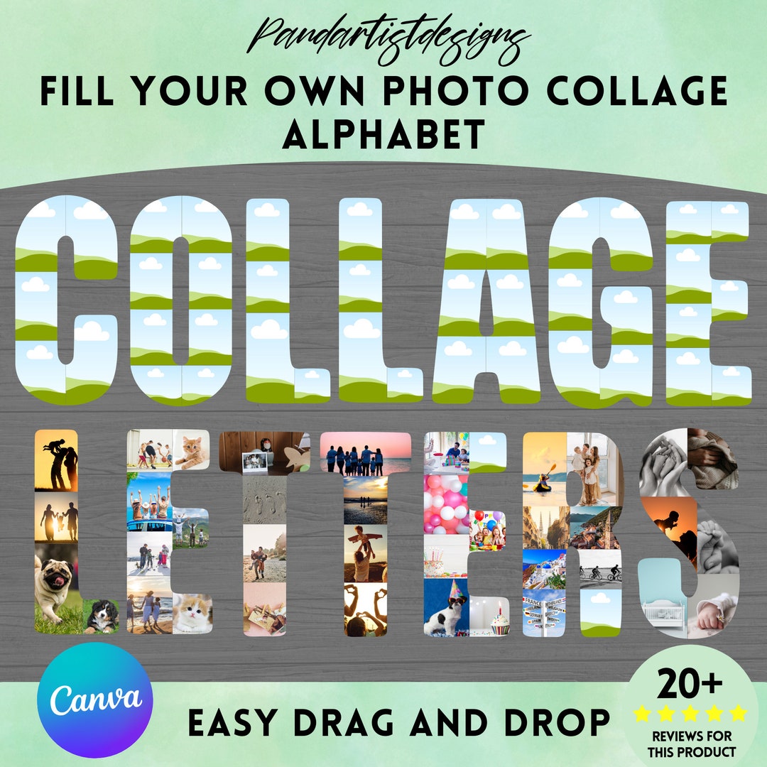 Canva Photo Collage Letters & Numbers on CANVA Canva Frames Bundle Easy ...