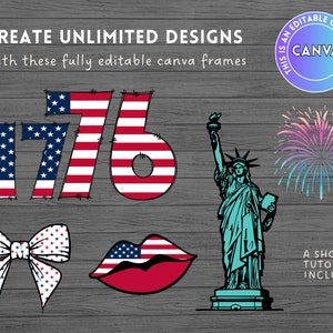 4th of July Canva Frames Bundle - USA American Sublimation Design ...