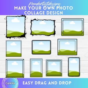 Photo Collage Design on CANVA Distressed Editable Canva Frame Template ...