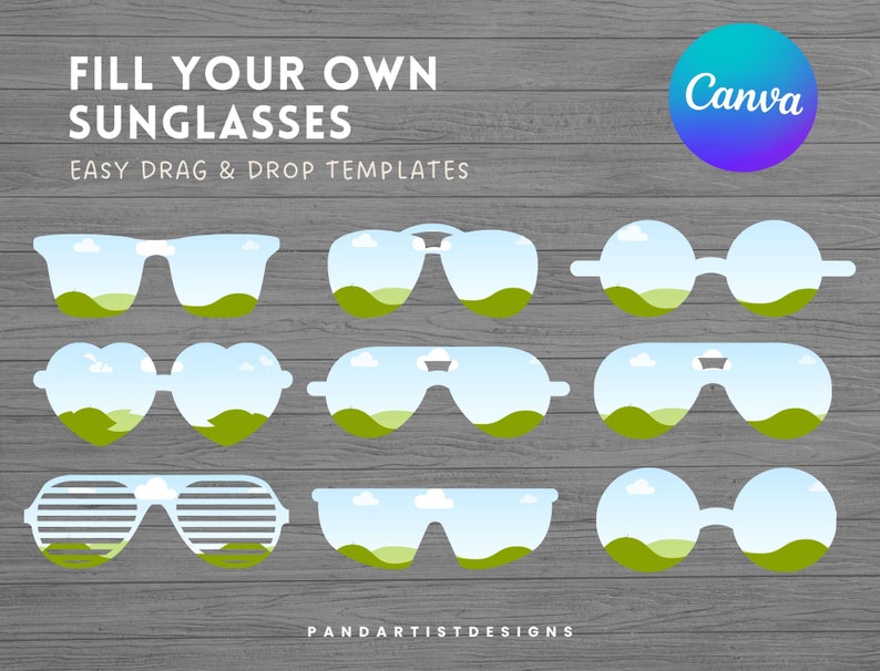 Fill Your Own Sunglasses With Photo & Background on CANVA With - Etsy