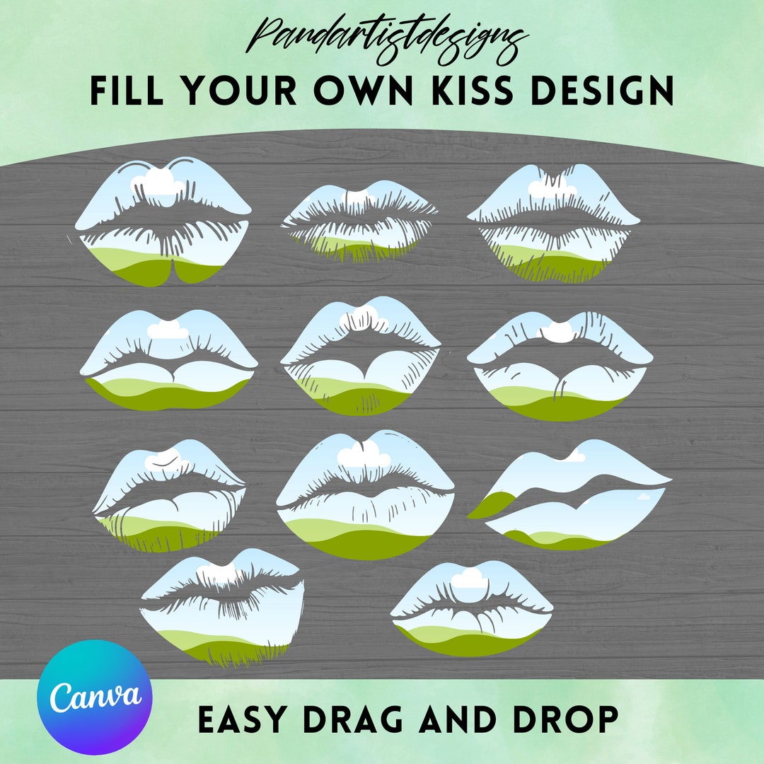 Fill Your Own Lips With Photos on CANVA , Editable CANVA Frames Bundle ...