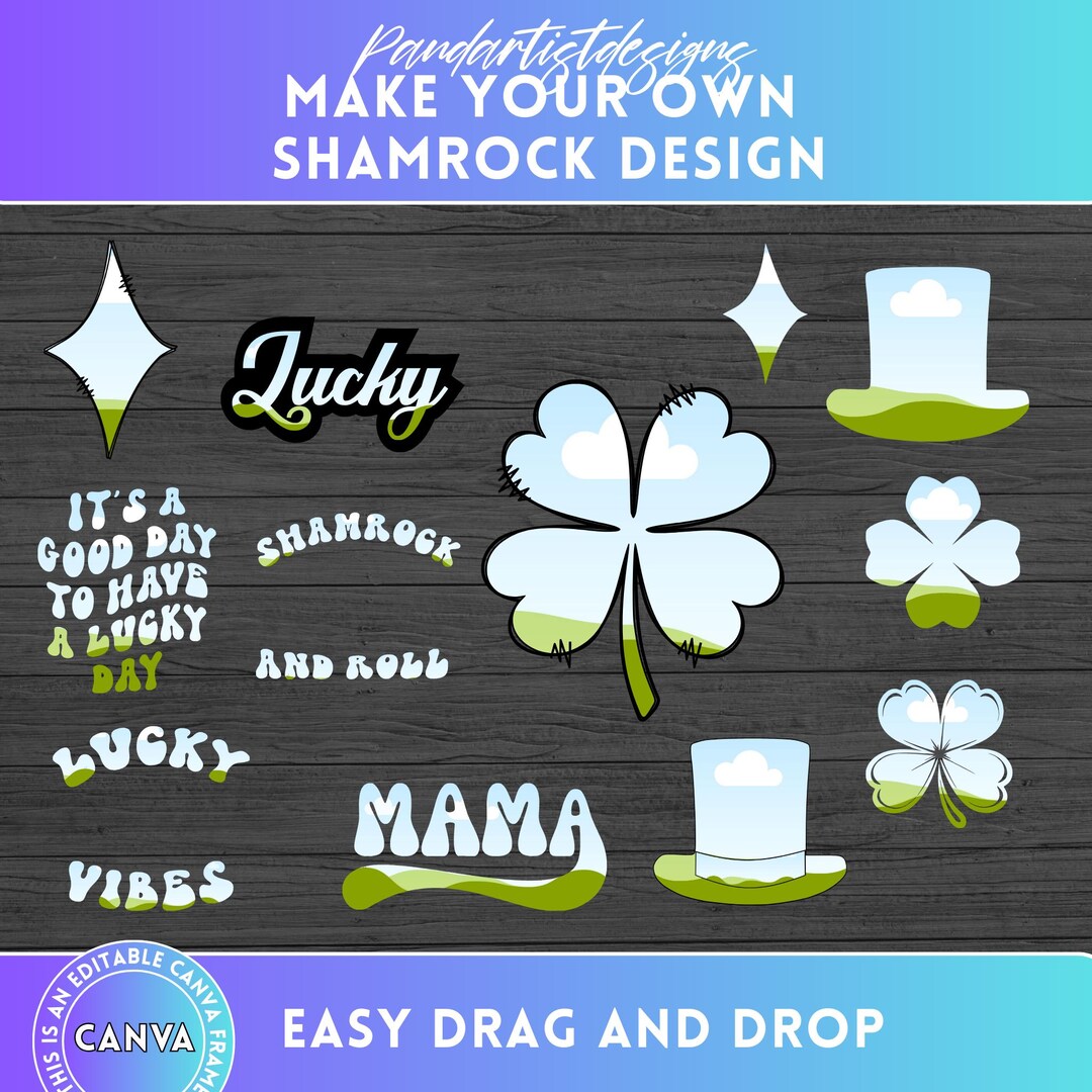 Make Your Own St Patricks Design on Canva - Shamrock CANVA Frame Bundle ...
