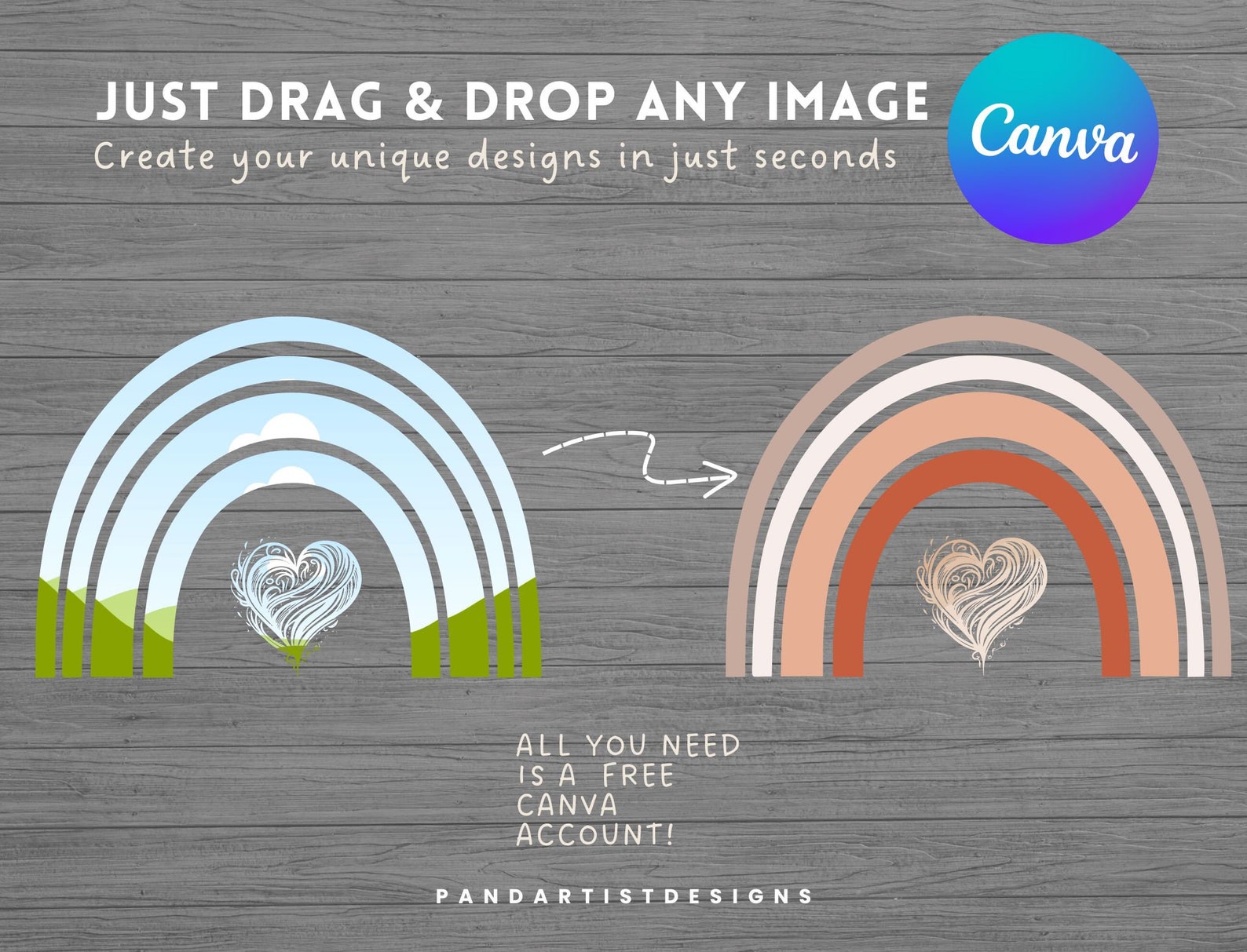 Fill Your Own Boho Rainbow on Canva, Set of 13 Editable CANVA Frame ...