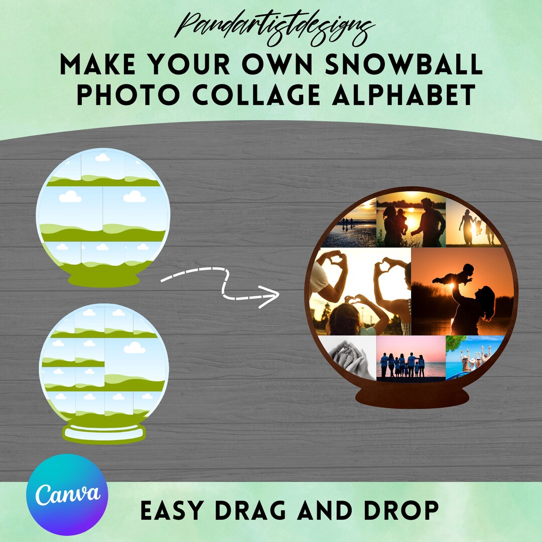 DIY Snowball Snow Globes Photo Collage Design on CANVA Editable Canva ...
