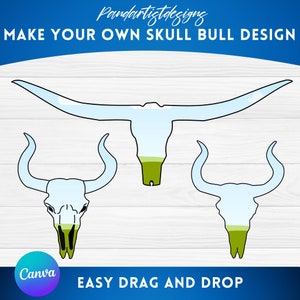 Fill Your Own Skull Bull on CANVA With Drag and Drop Canva Template ...