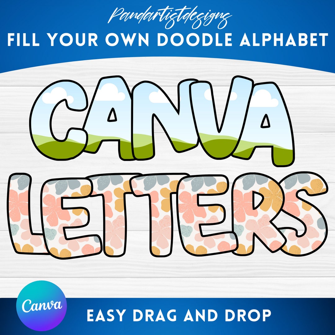 Canva Frames Doodle Letters Fill Your Own Alphabet Uppercase Letters