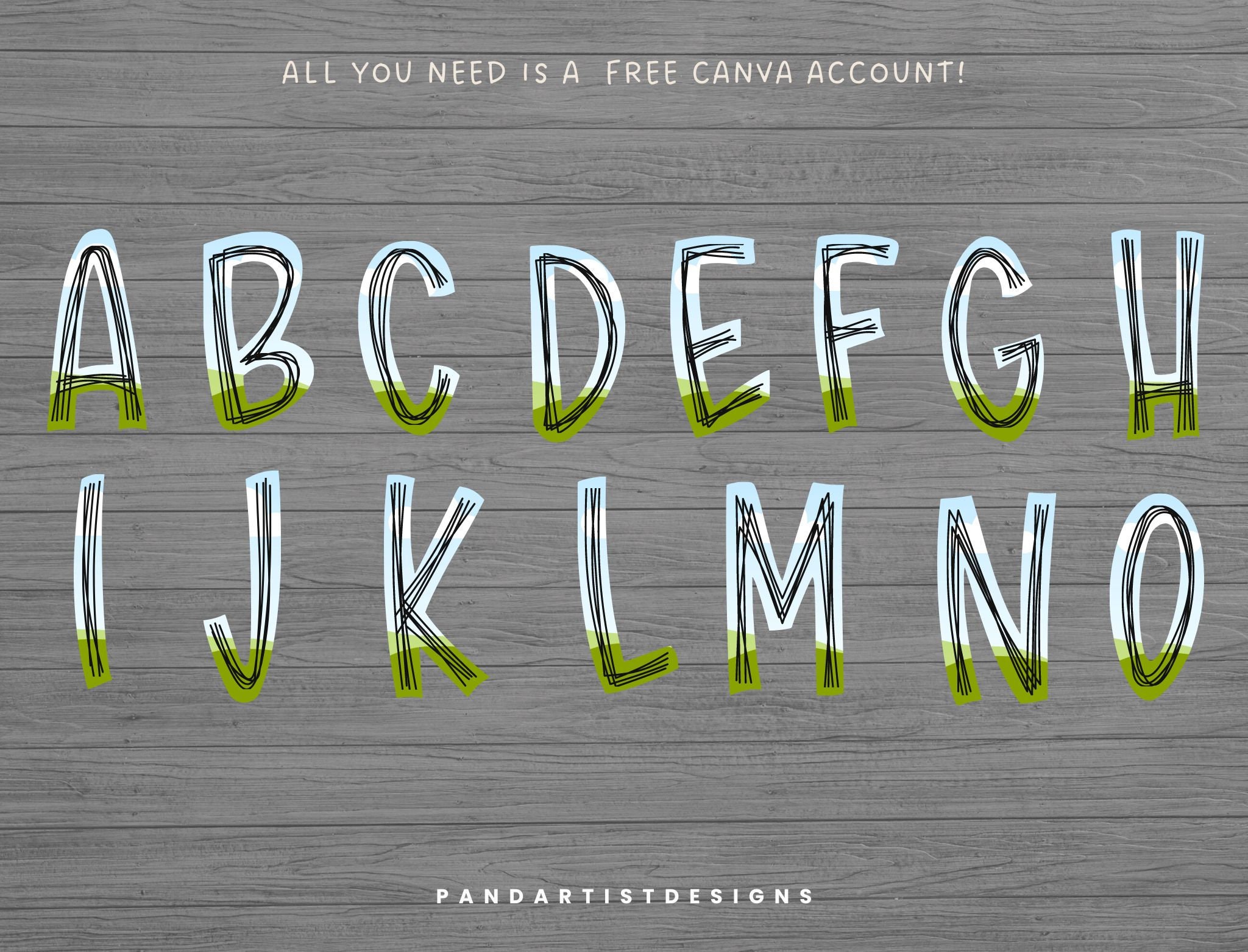 Doodle Letters Canva Frames, Scribble Alphabet, Fill Your Own ...