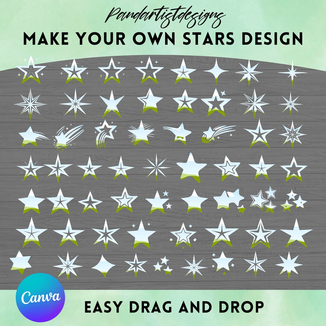 Sparkle Stars Canva Frames Bundle Bright Twinkle Stars Clipart Easy ...