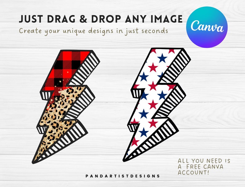 Custom Your Doodle Lightning Bolt Editable CANVA Frame Design - Etsy