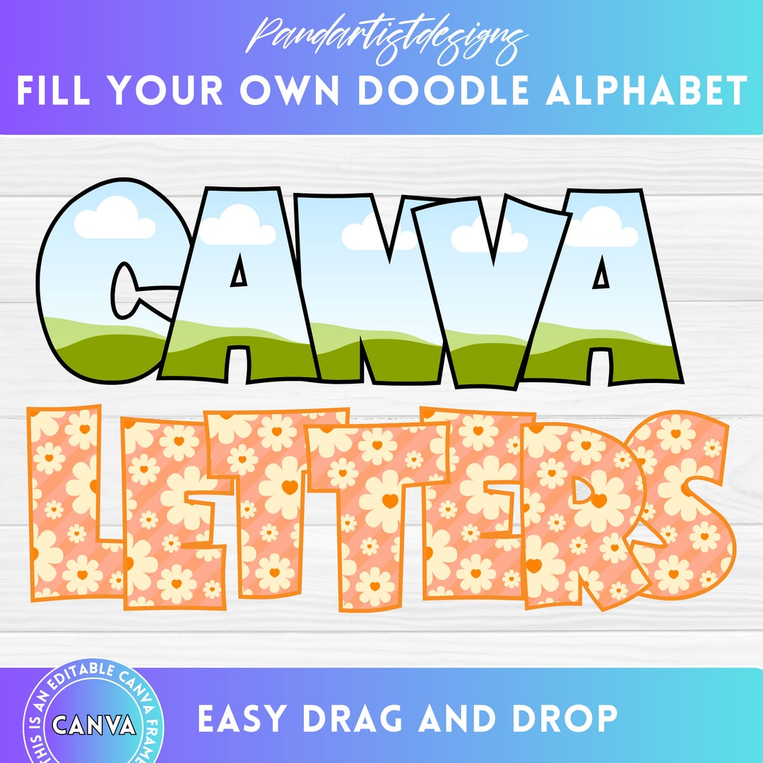Fill Your Own Uppercase Doodle Letters & Number, Canva Frames, Drag and ... Fill Your Own Uppercase Doodle Letters & Number, Canva Frames, Drag and ...