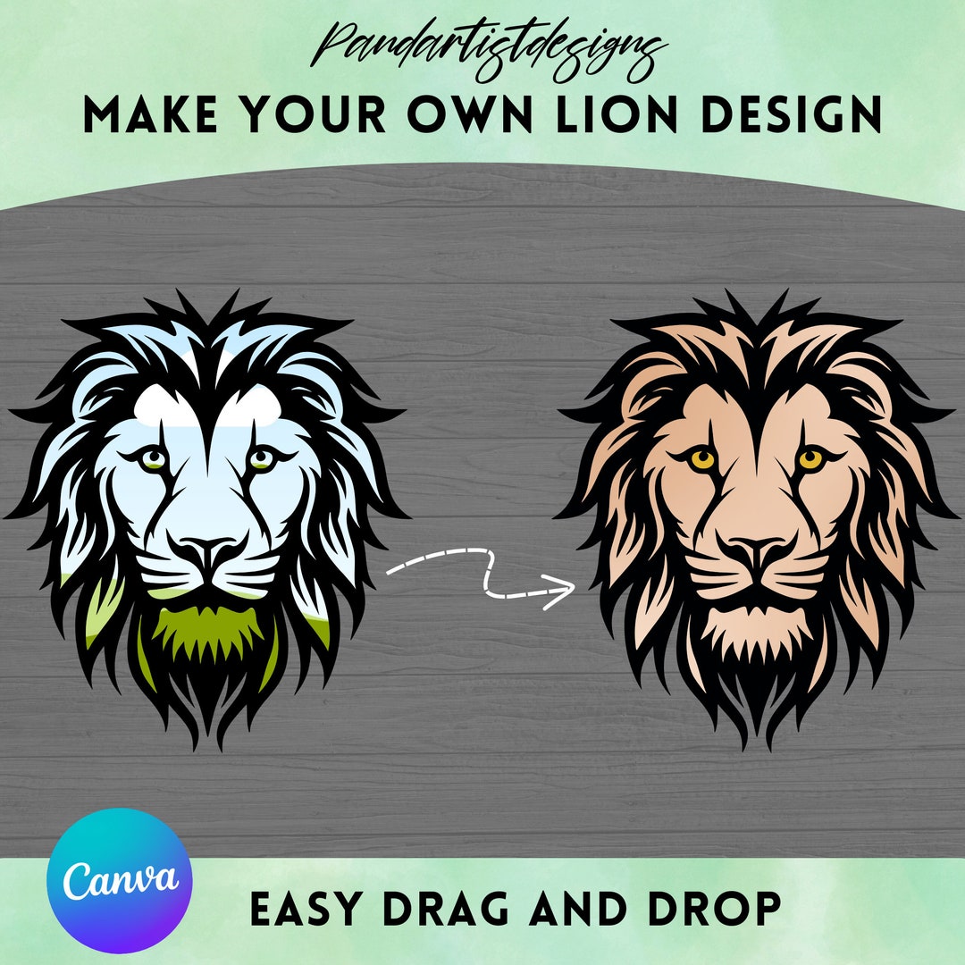 Make Your Own Lion Face Design on Canva Editable CANVA Frames Template ...