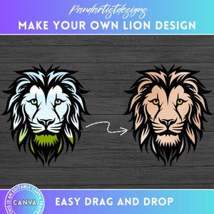 Make Your Own Lion Face Design on Canva - Editable CANVA Frames ...