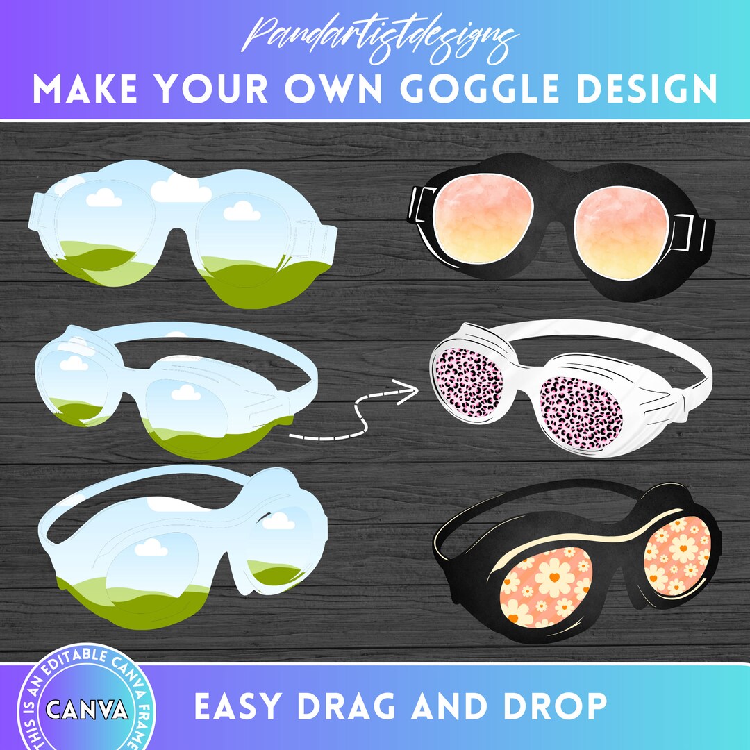 Custom Your Swimming Goggle Frame - Editable CANVA Frame Bundle ...