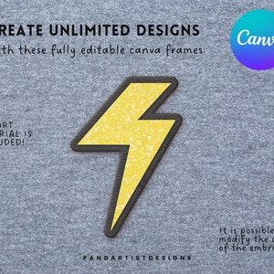 Digital Stitch Lightning Bolt PNG, Faux Embroidery Applique, Drag and ...