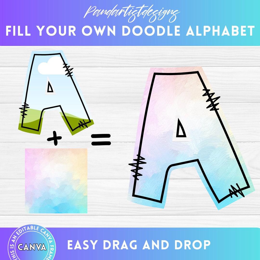 Fill Your Own Uppercase Doodle Letters on CANVA With Drag and Drop ...