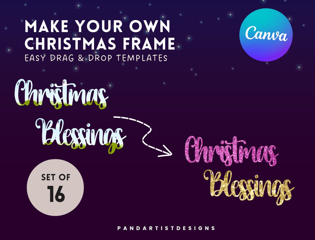 Add Your Own Pattern Christmas Quotes Bundle, Editable Xmas CANVA Frame ...