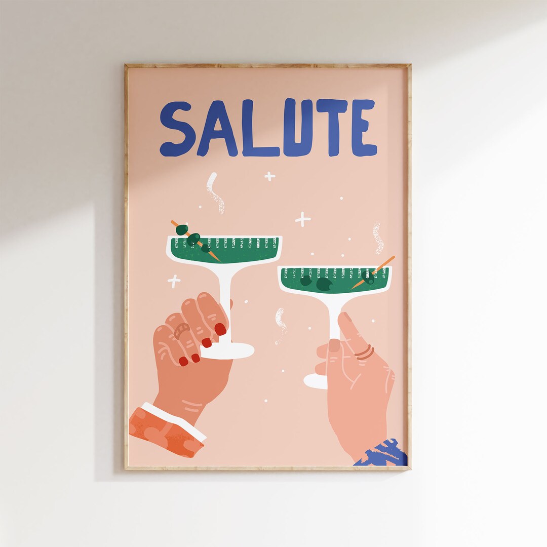 Salute Poster Kunstdruck Küche Wanddeko Esszimmer Wandbild Cocktail ...