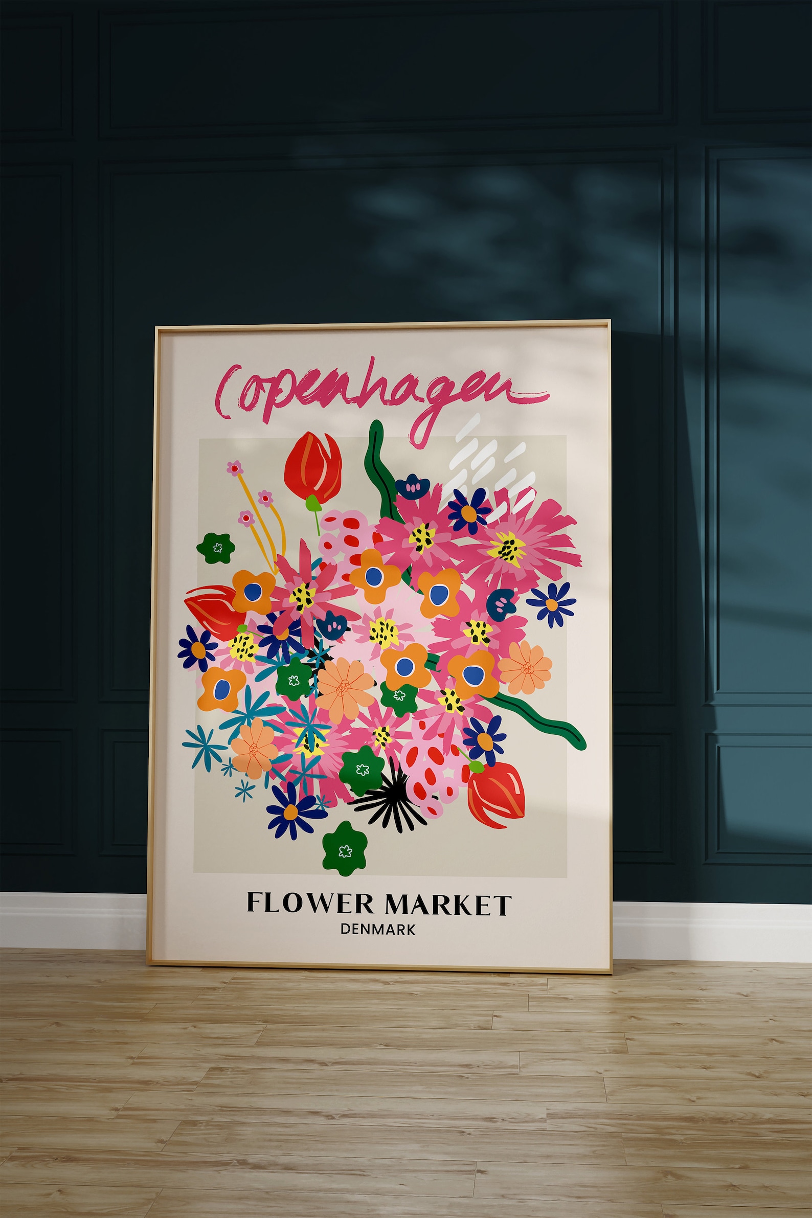 COPENHAGEN FLOWER MARKET Design Poster Flower Market Poster Living Room ...