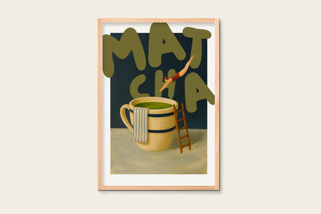 Matcha Poster | Funny Tea Illustration | Matcha Lover Wall Art | Retro ...