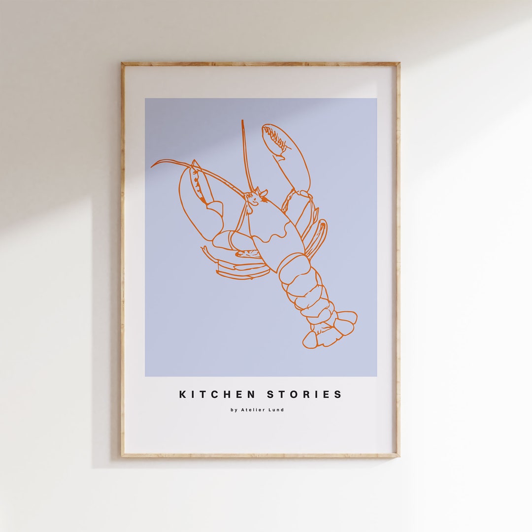 Lobster Poster Art Print Kitchen Wall Decoration Dining Room Mural ...