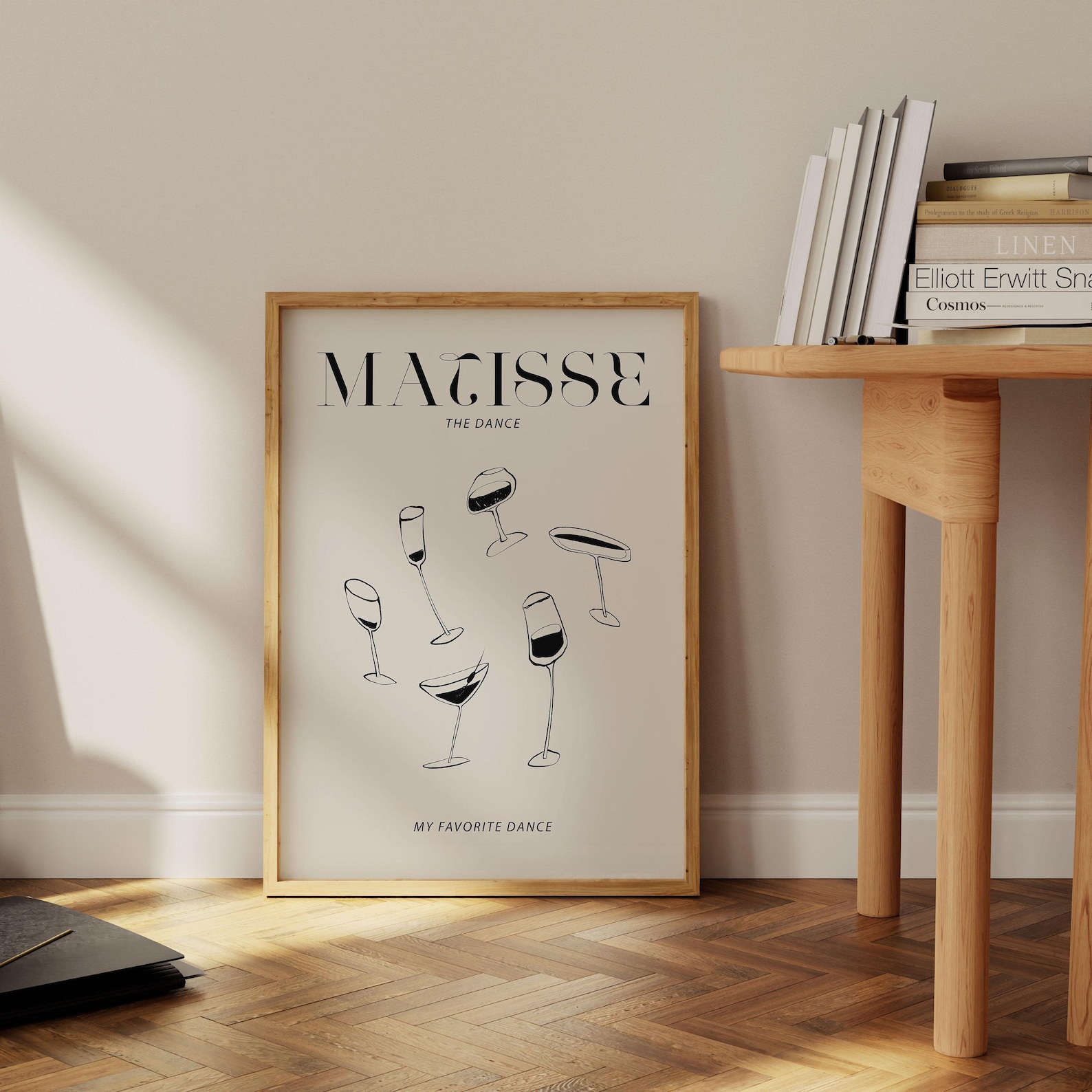 Matisse the Dance Wine Glasses Poster - Beige & Black Contemporary Art ...