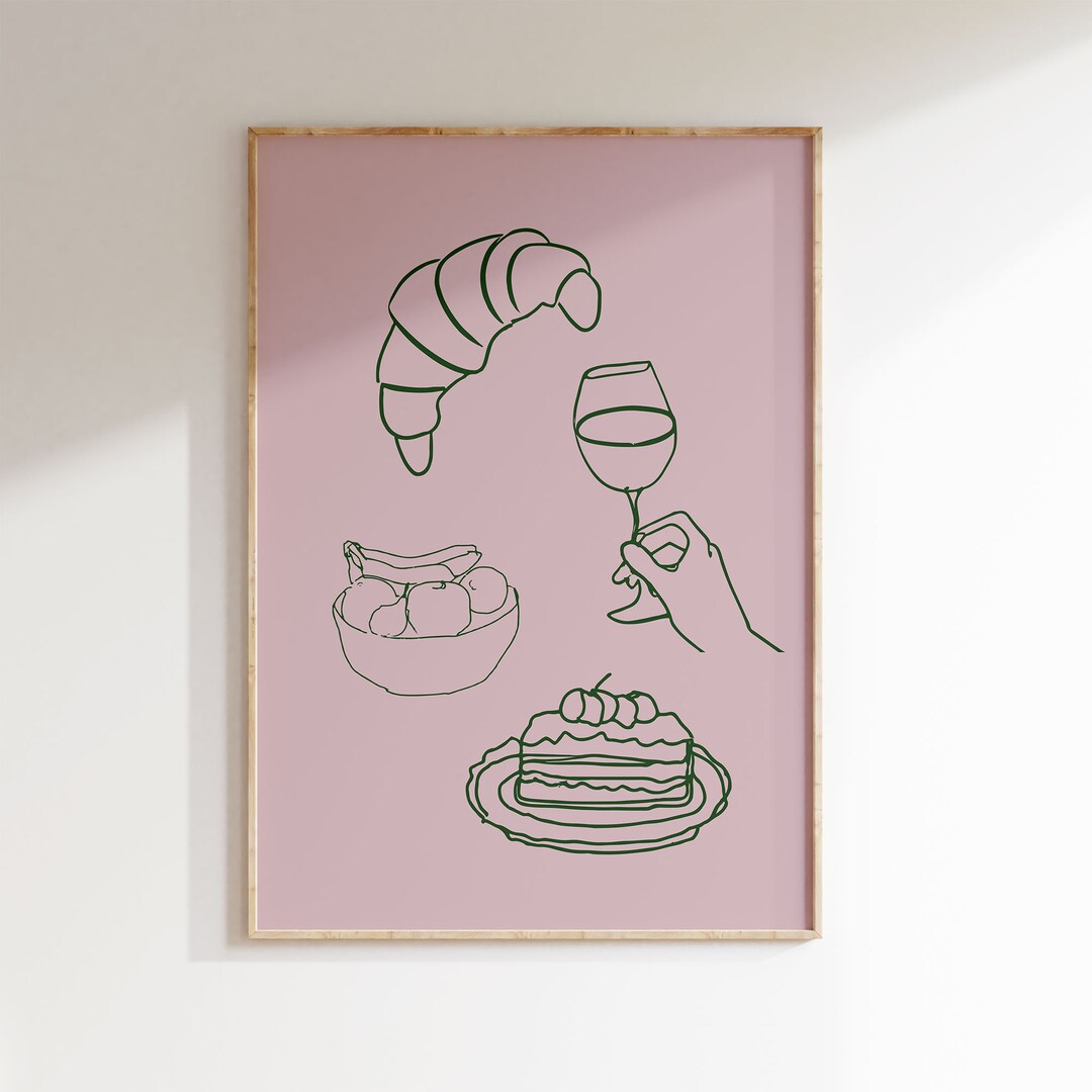 Food Poster Art Print Croissant Kitchen Wall Decoration Dining Room ...