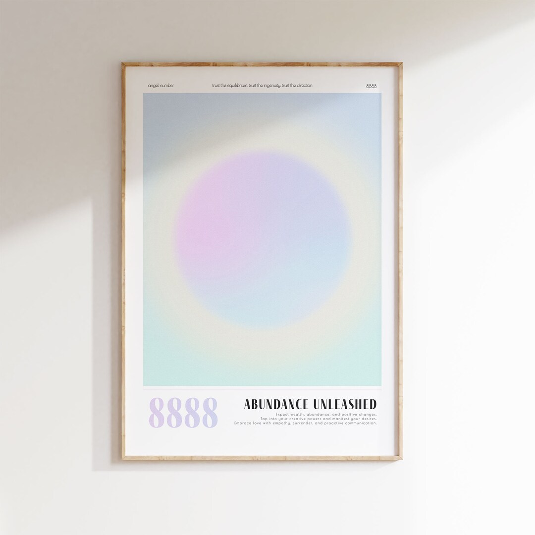 Aura Poster Angel Number 8888 Art Print Bedroom Wall Decoration Dining ...